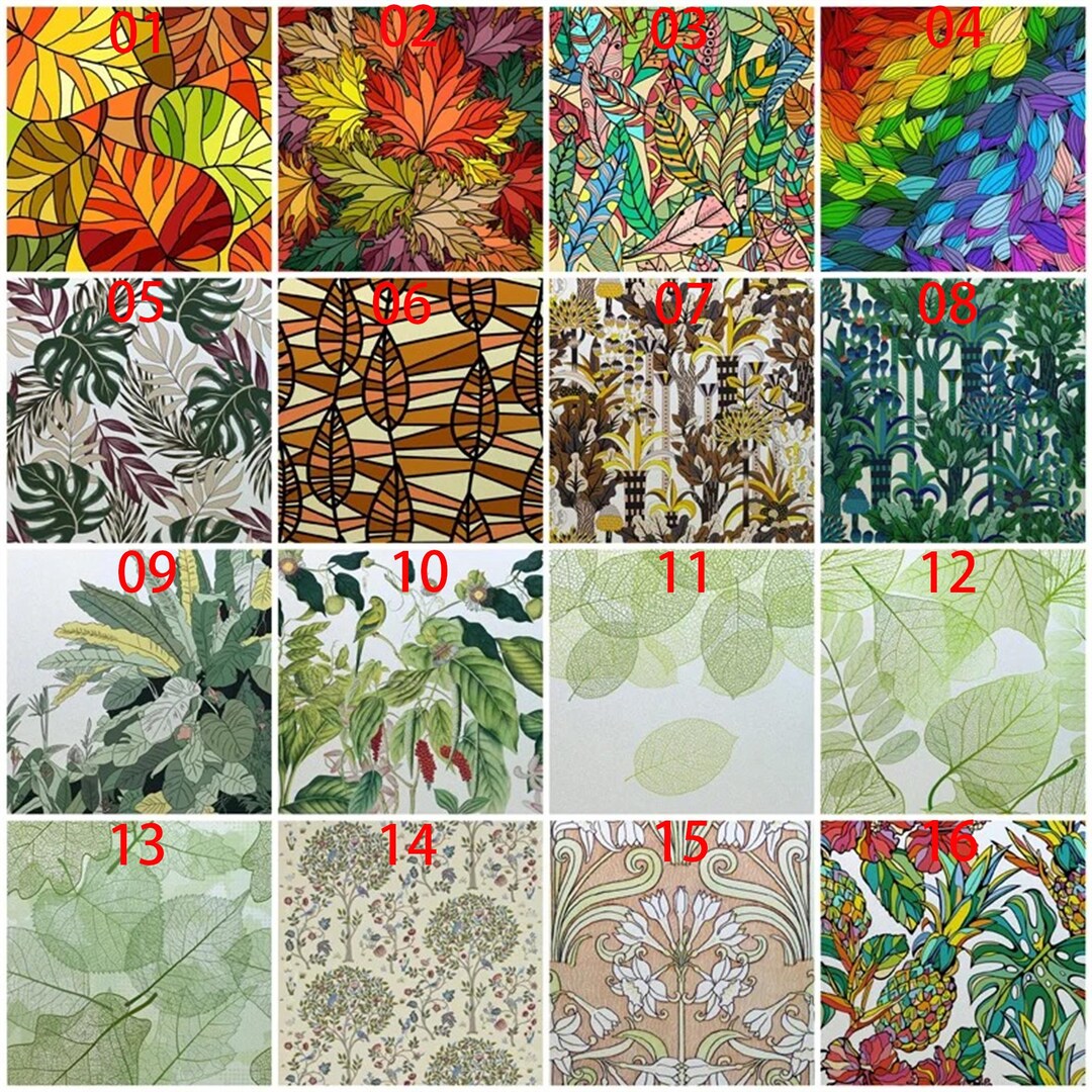 Customized Art Decor Stained Glass Window Film Frosted Leaf Design ...