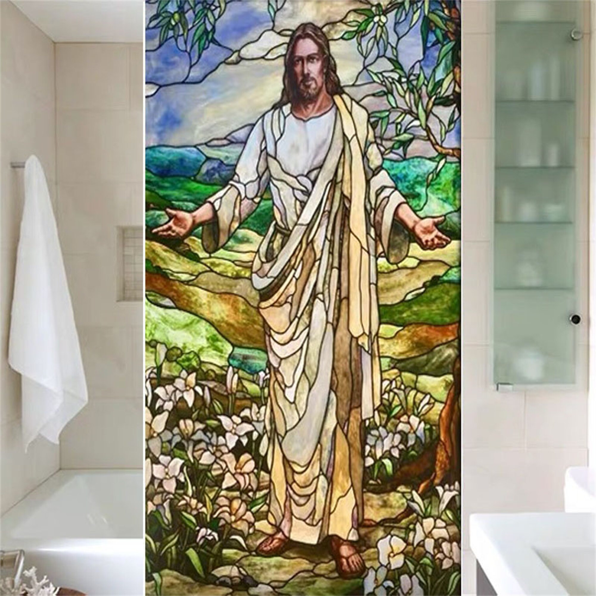 Custom Size Jesus Christ Window Glass Films Sticker Paper Door Stickers ...