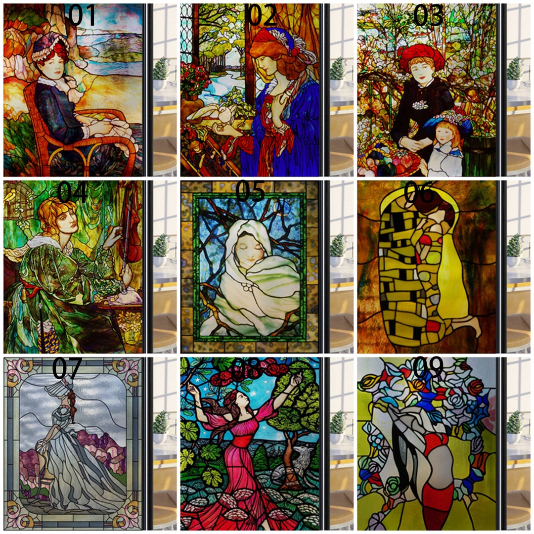 Custom Size Glass Window Film Static Cling Stained Glass Films Retro ...