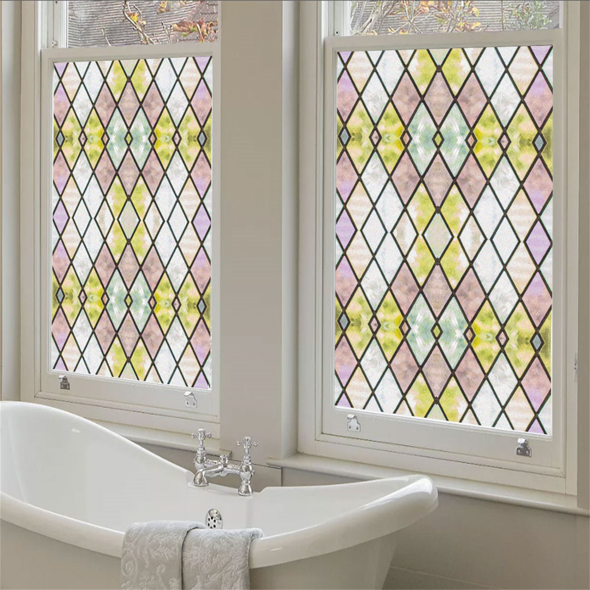 Custom Size Pink Check Pattern Privacy Glass Window Film Anti UV Non ...