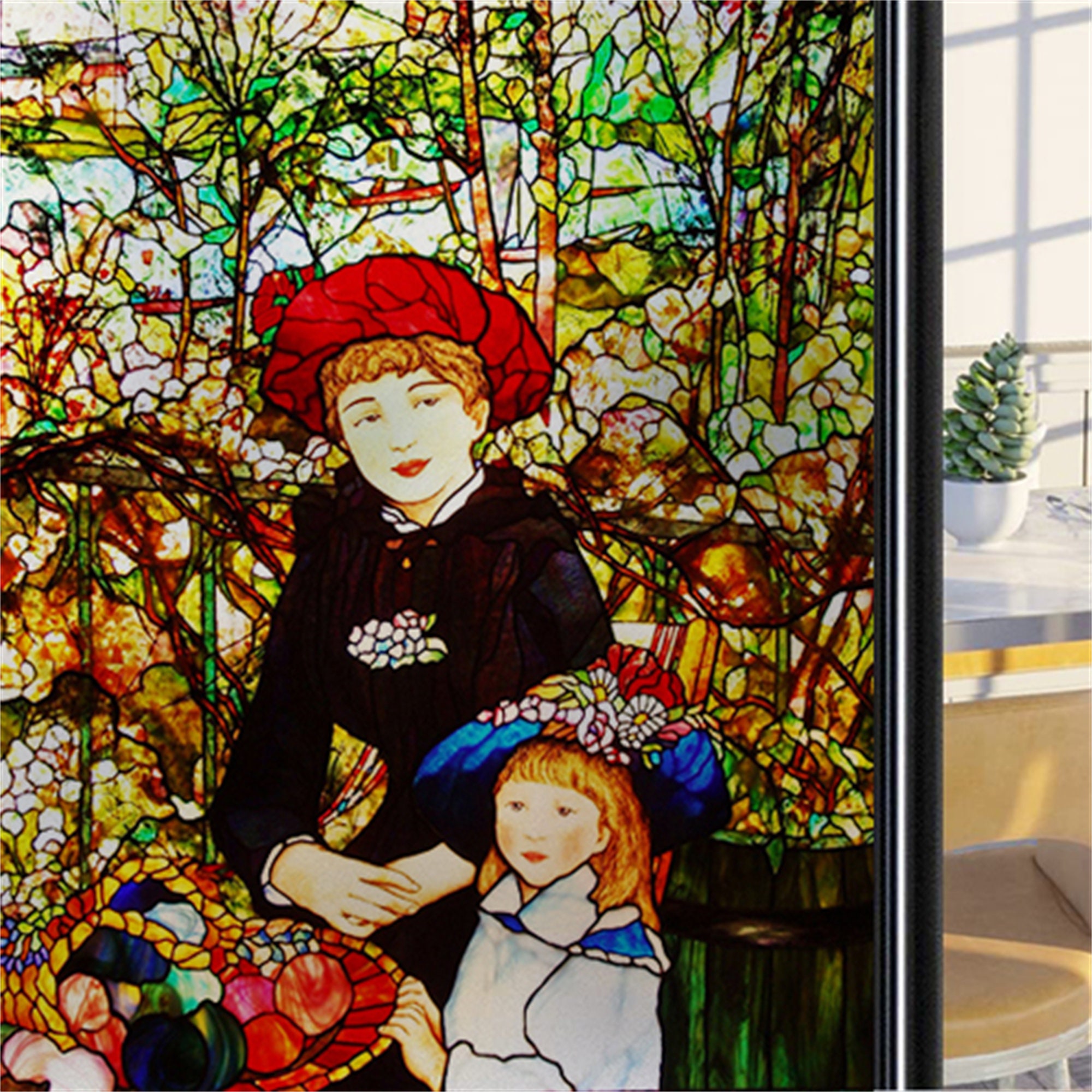 Custom Size Glass Window Film Static Cling Stained Glass Films Retro ...