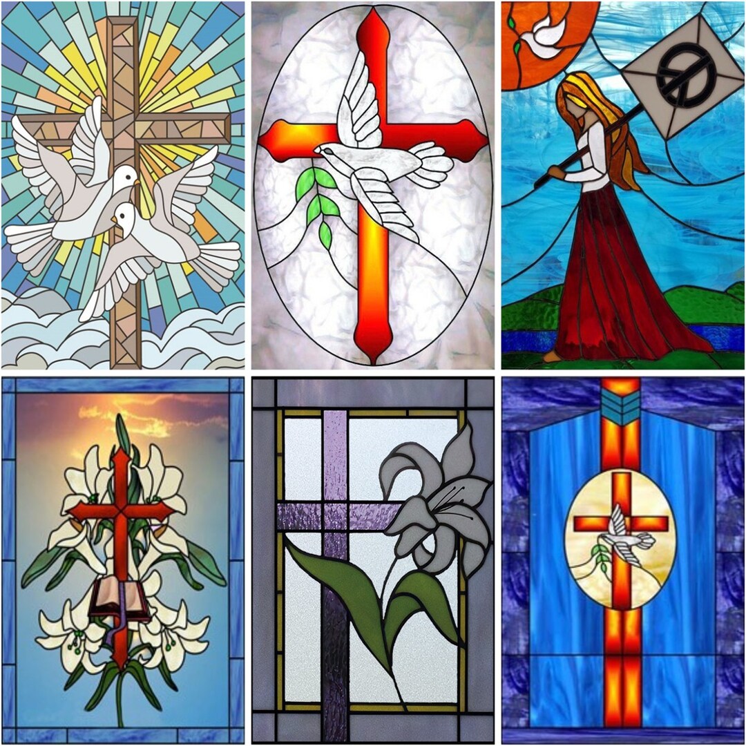 Customized Window Film Cross Dove Lily Static Cling Church Home Decor ...