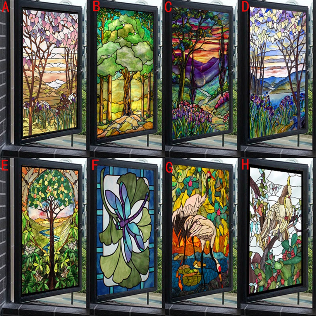 Customized European Style Stained Glass Window Sticker Electrostatic ...