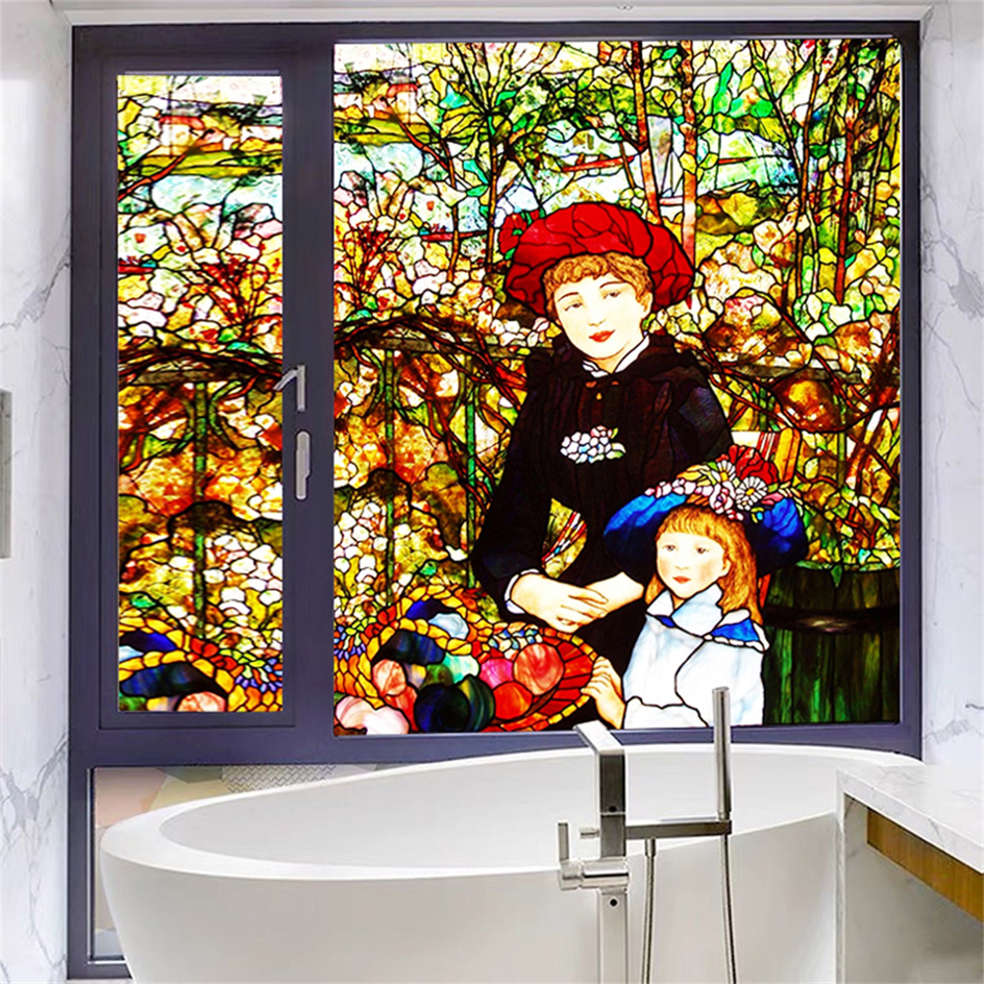 Custom Size Glass Window Film Static Cling Stained Glass Films Retro ...