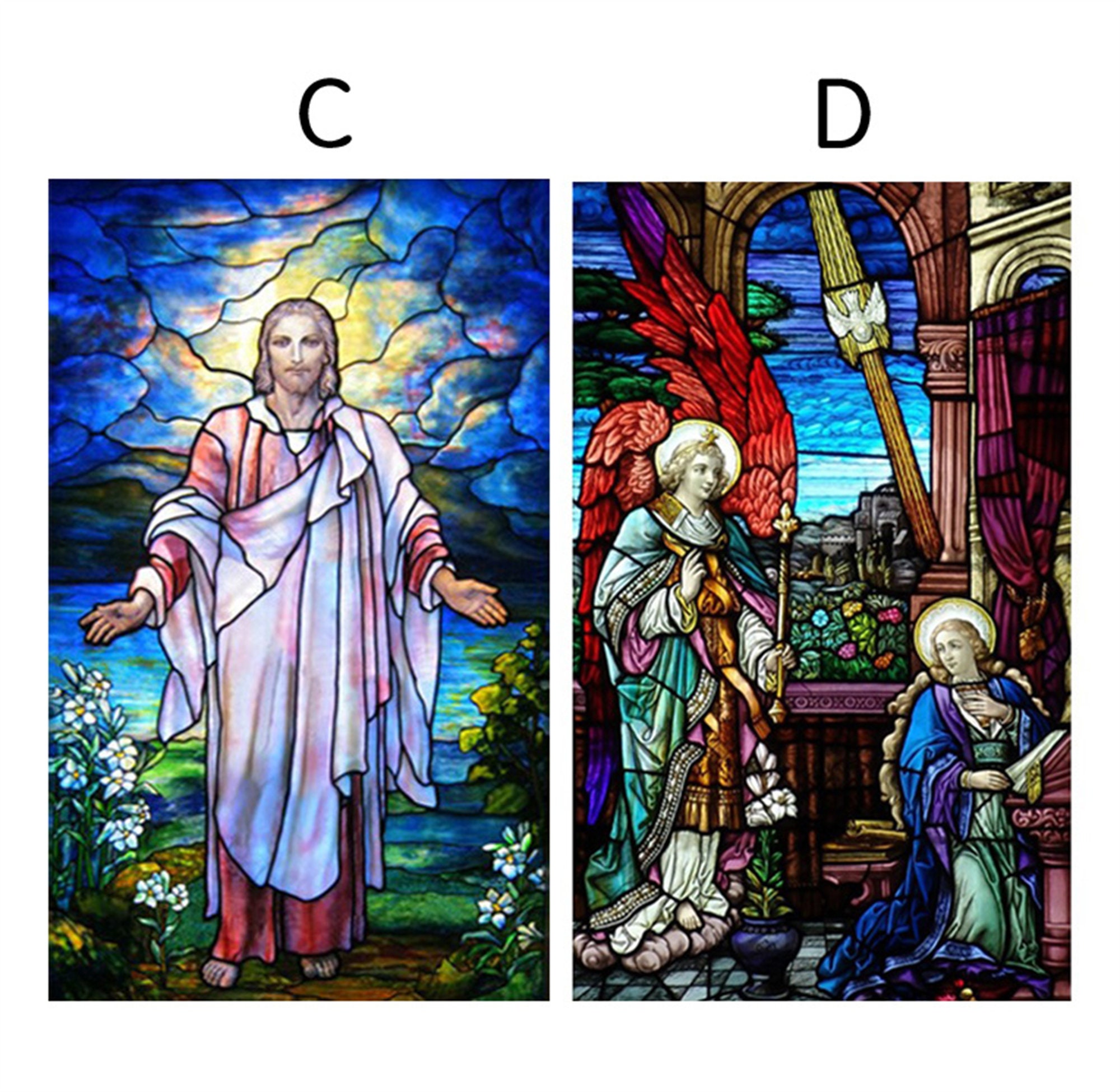 Custom Static Cling Church Frosted Stained Glass Window Film PVC Jesus ...