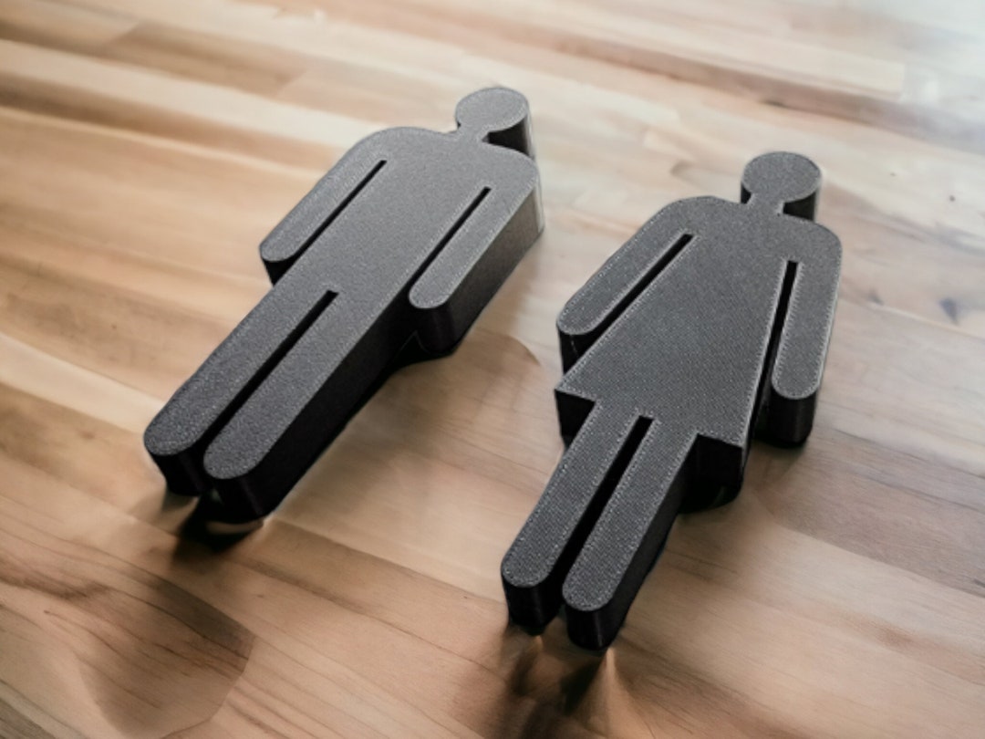 Humorous 3D Printed Restroom Signs: Man & Woman Lavatory Figurines - Etsy