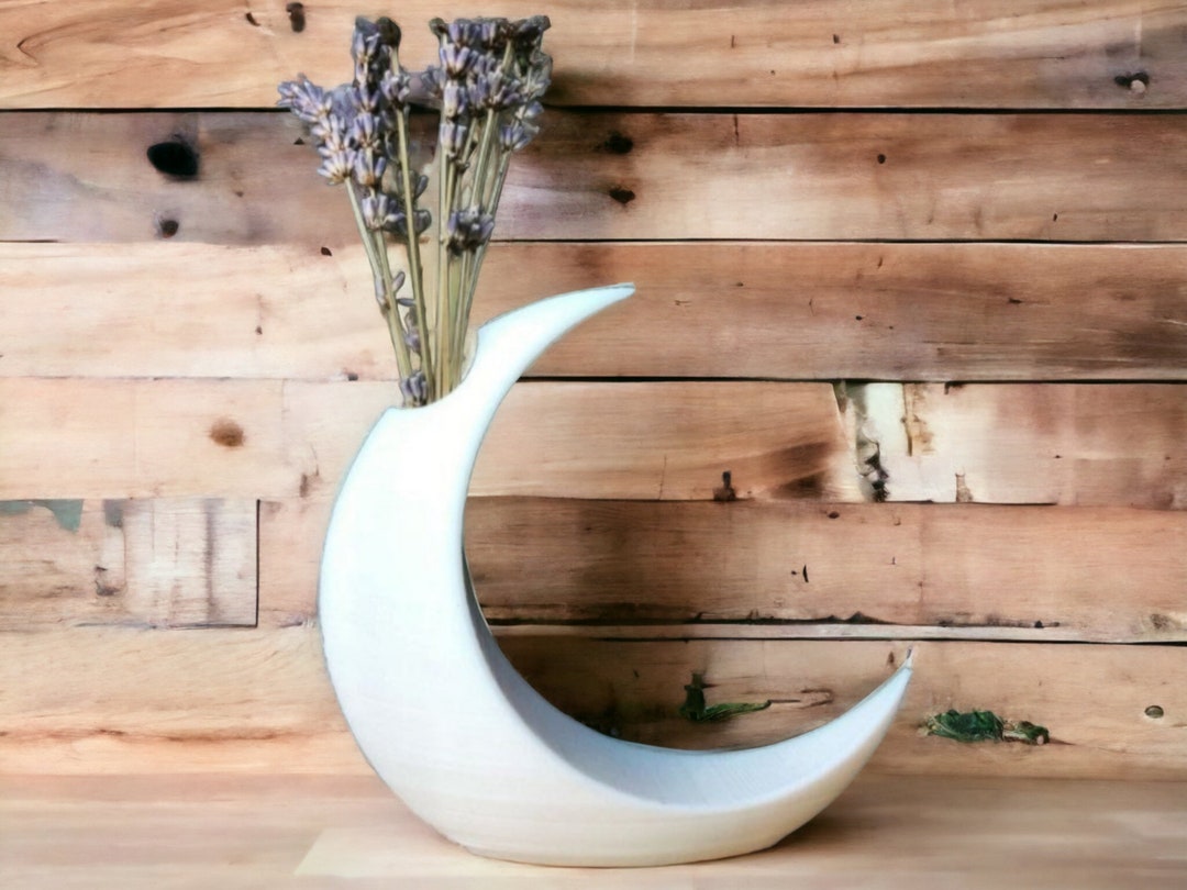 Crescent Moon Decor - Minimalist Moon Vase - Handmade Flower Vase ...