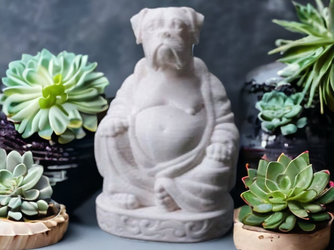 Comical Boxer Dog Buddha Figurine - Whimsical Zen Decor - Perfect Gag ...