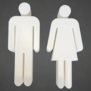 Humorous 3D Printed Restroom Signs: Man & Woman Lavatory Figurines - Etsy