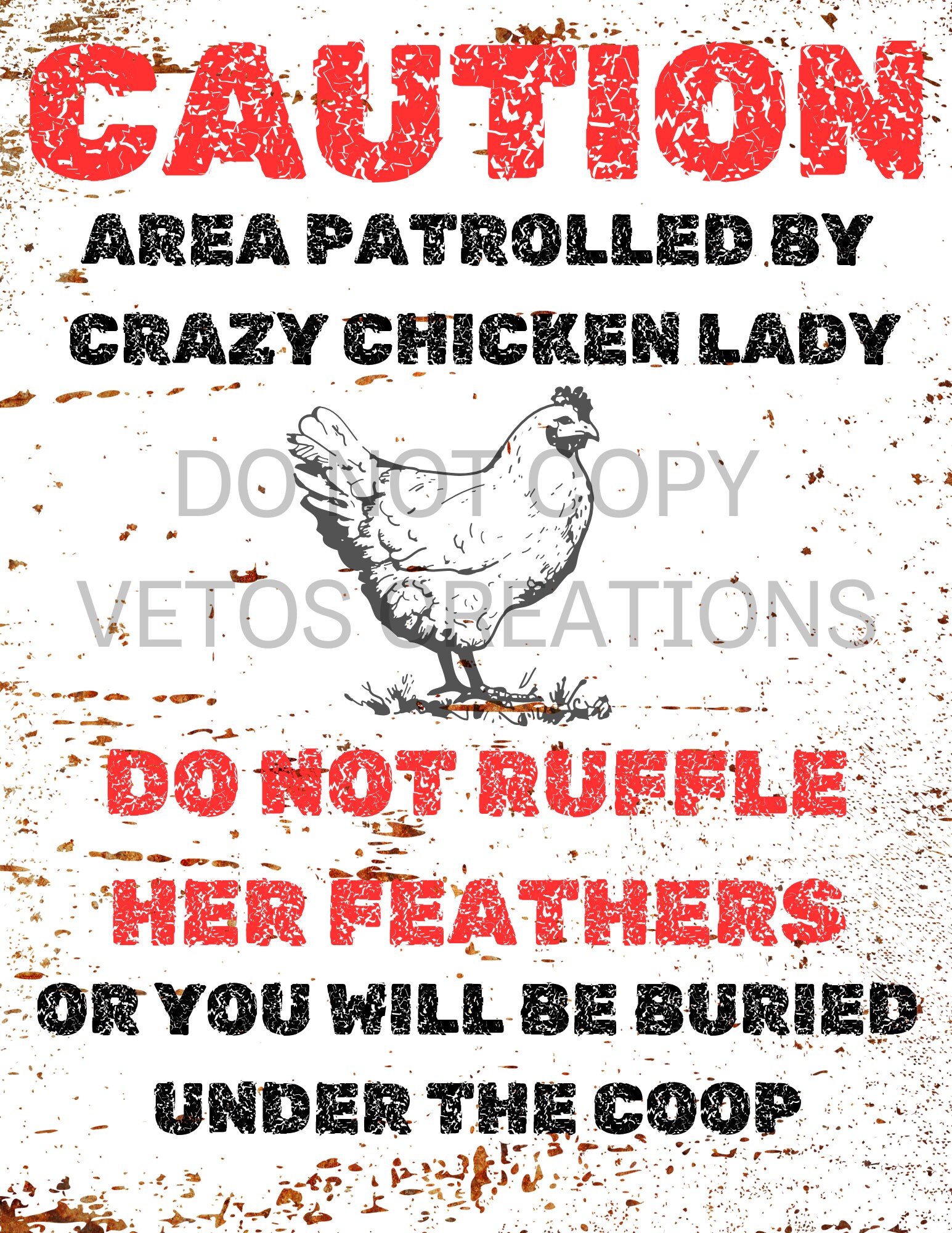 Caution Crazy Chicken Lady PNG Chicken PNG PNG Designs Digital Download ...