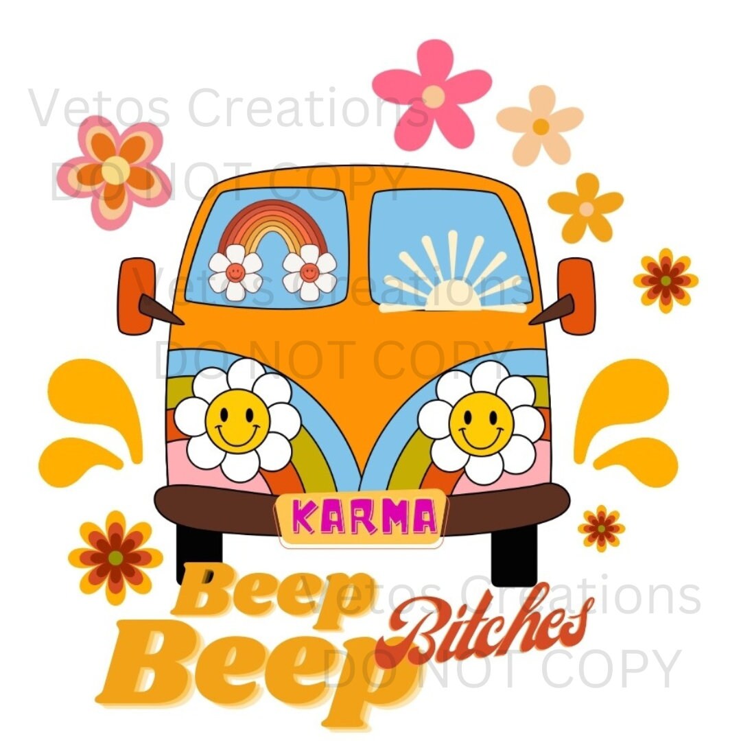 Karma Bus PNG Hippie PNG Retro Flower PNG Designs Digital Download ...