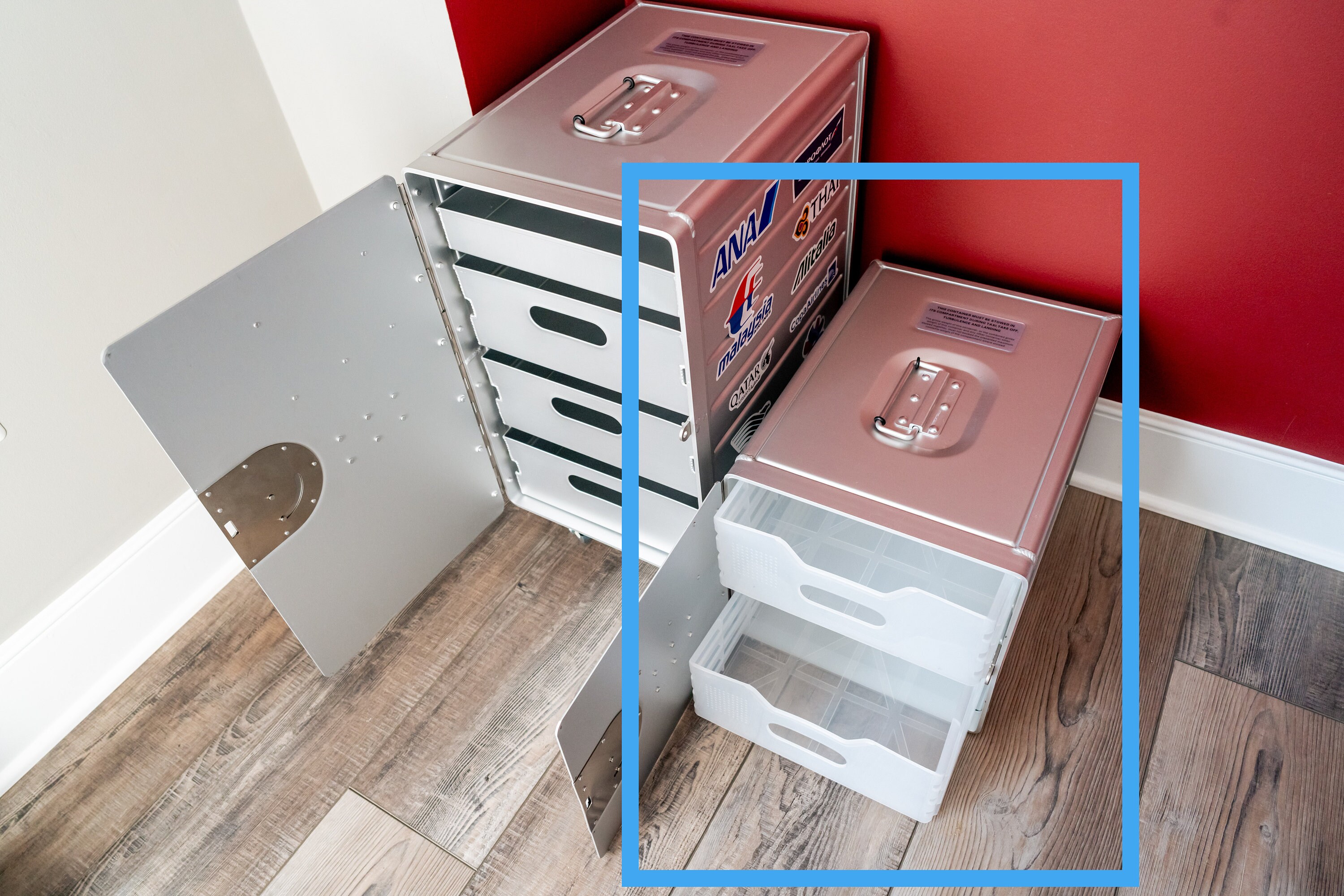 Airline Galley Flight Storage Trolley 2 Drawers Rolling Optional Wheels ...