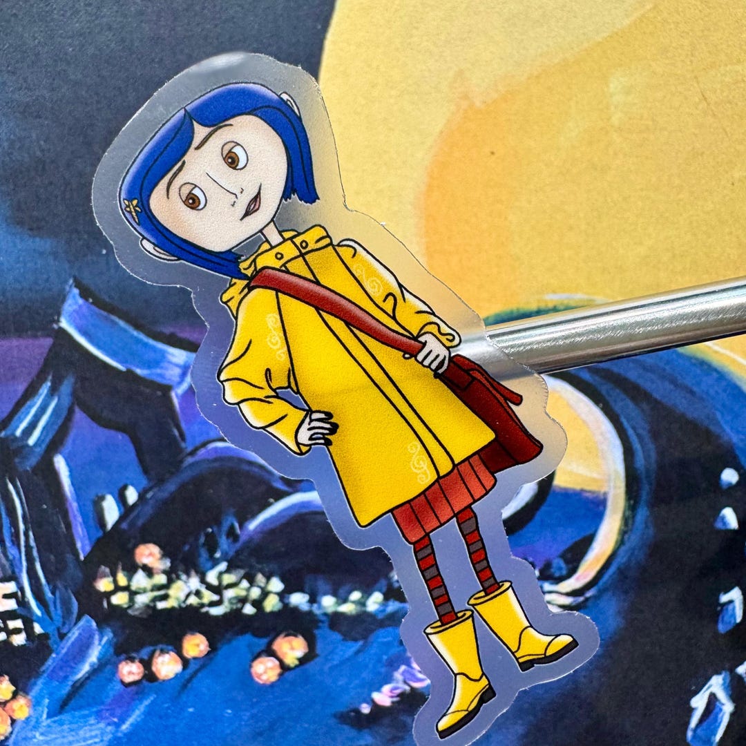 Blue-haired Girl Vinyl Sticker - Blue Hair, Yellow Coat (waterproof) - Etsy