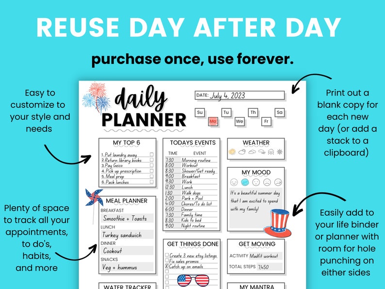 Minimal Daily Planner PDF • Printable & Digital Template • Fillable ...