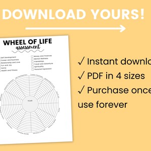 Wheel of Life Assessment Worksheet With 12 Sections • Planner Template ...