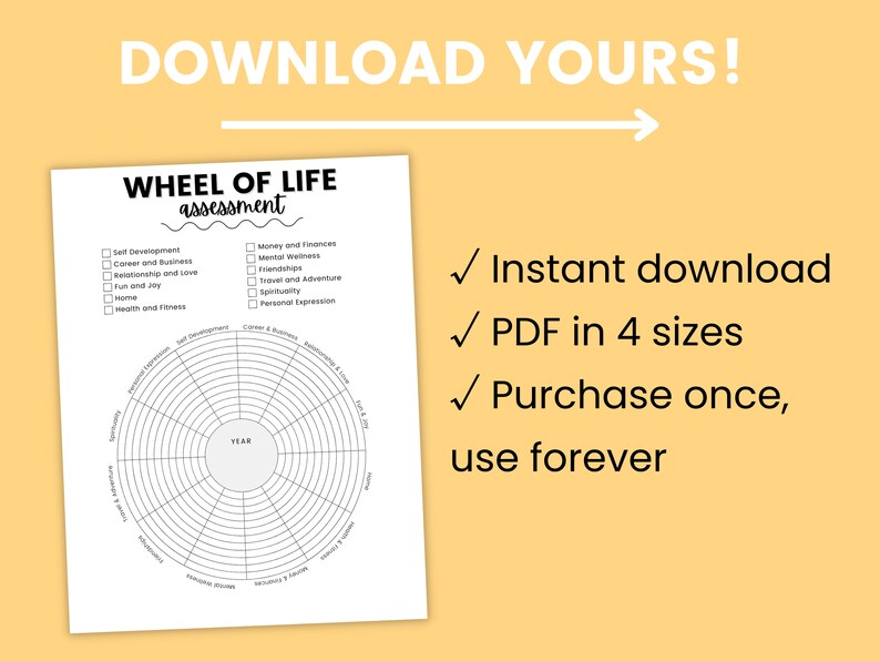 Wheel of Life Assessment Worksheet With 12 Sections • Planner Template ...