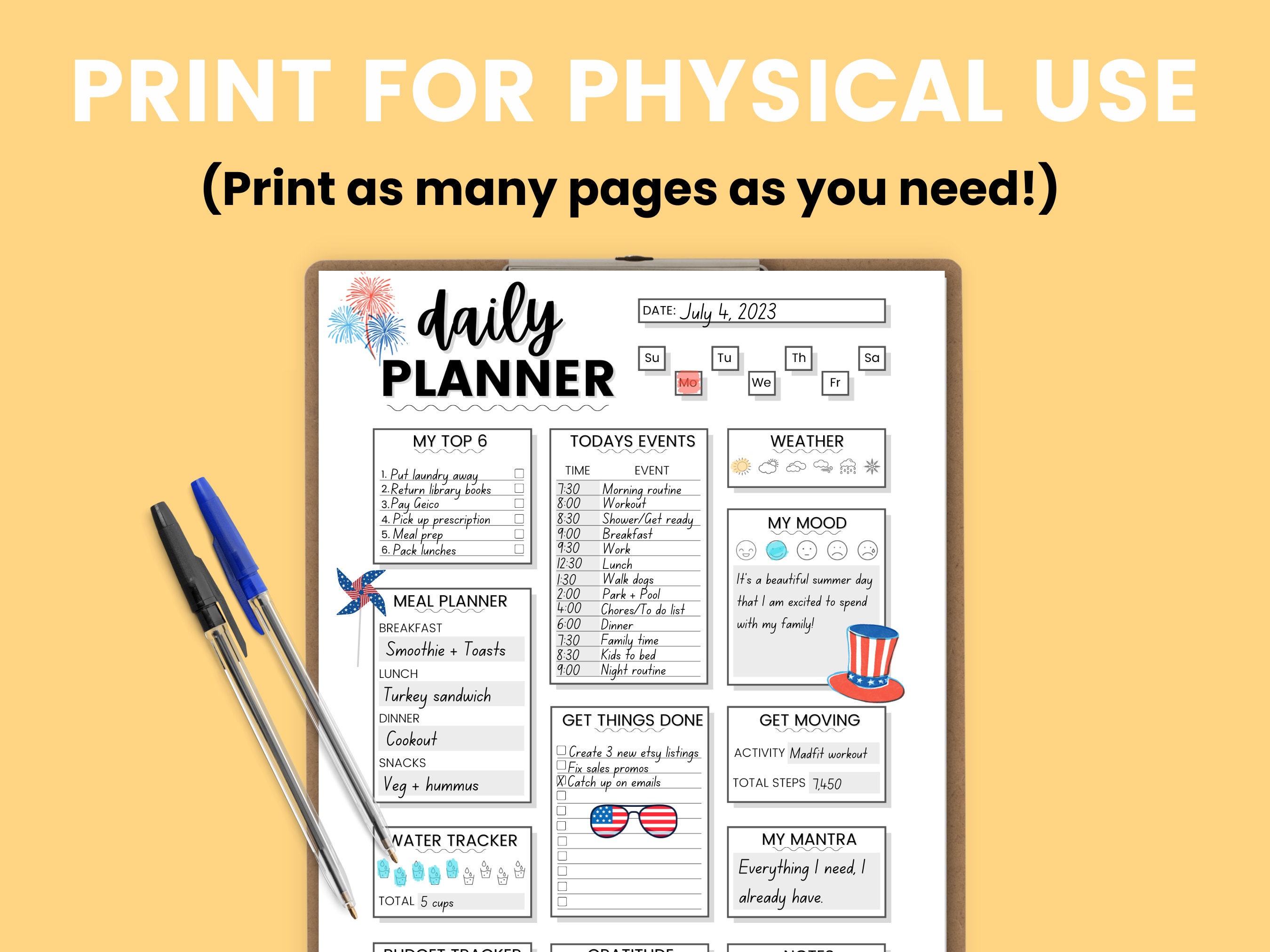 Minimal Daily Planner PDF • Printable & Digital Template • Fillable ...