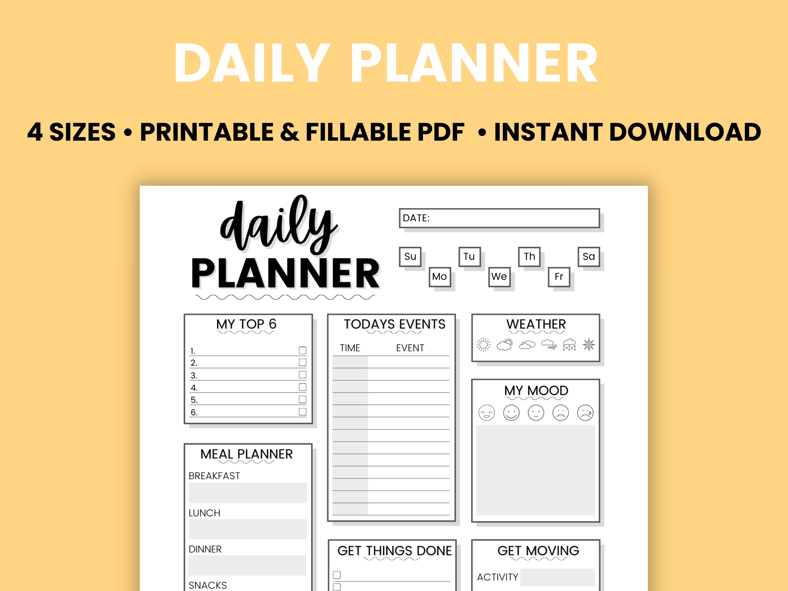 Minimal Daily Planner PDF • Printable & Digital Template • Fillable ...