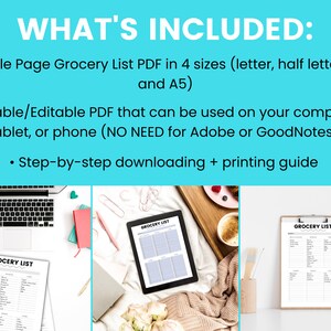 Grocery List PDF Printable Template • Fillable and Digital (no Need for ...