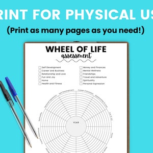 Wheel of Life Assessment Worksheet With 12 Sections • Planner Template ...