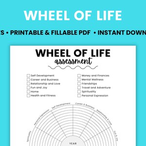 Wheel of Life Assessment Worksheet With 12 Sections • Planner Template ...