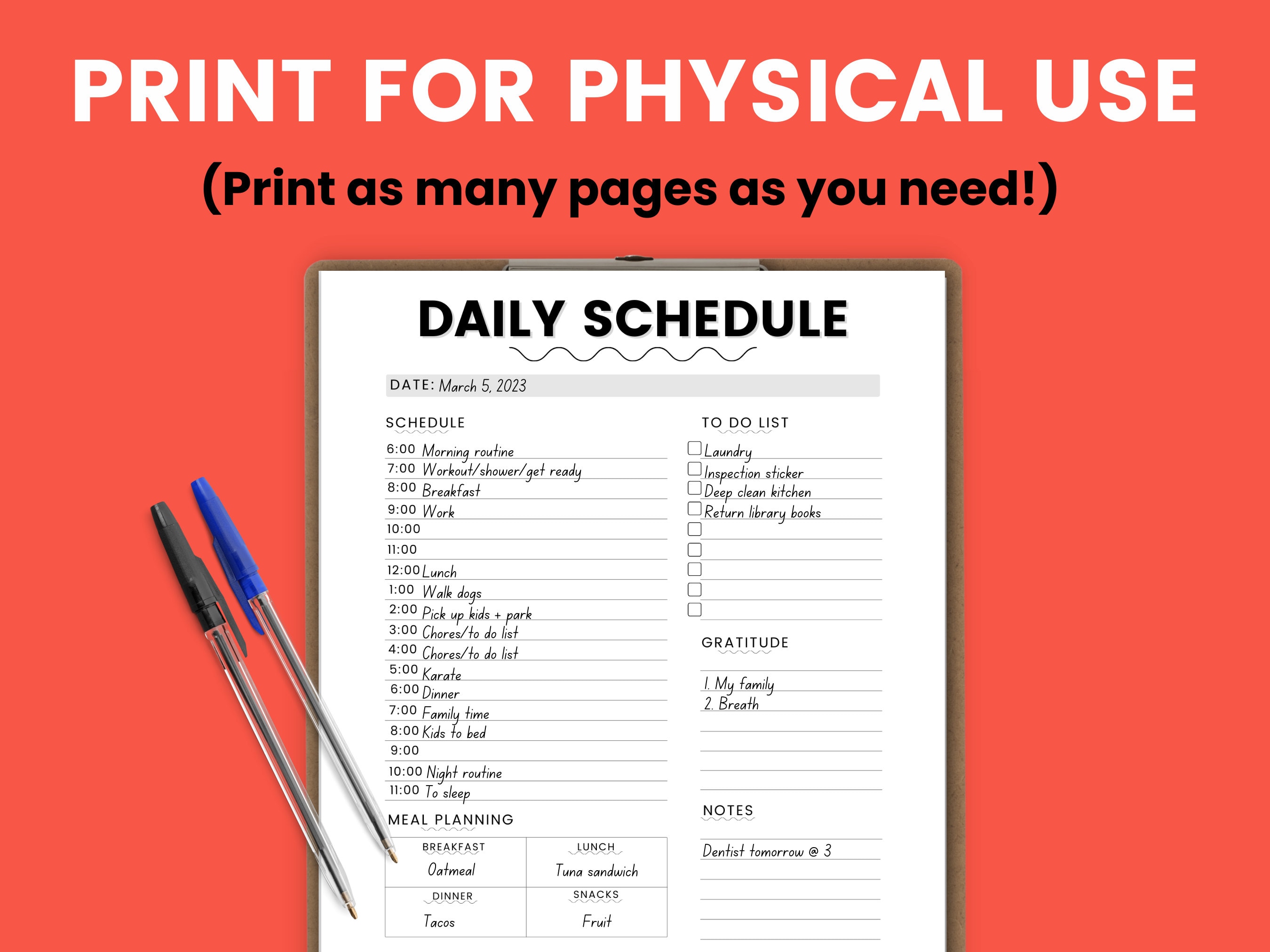 Daily Time Blocking Printable • Daily Time Box Template • Hourly From ...