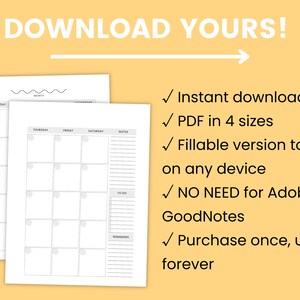 Undated Monthly Calendar Planner Printable • Double Page/month on Two ...