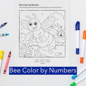 Bee Design Coloring by Numbers, Coloring Page, Coloring Book - Etsy