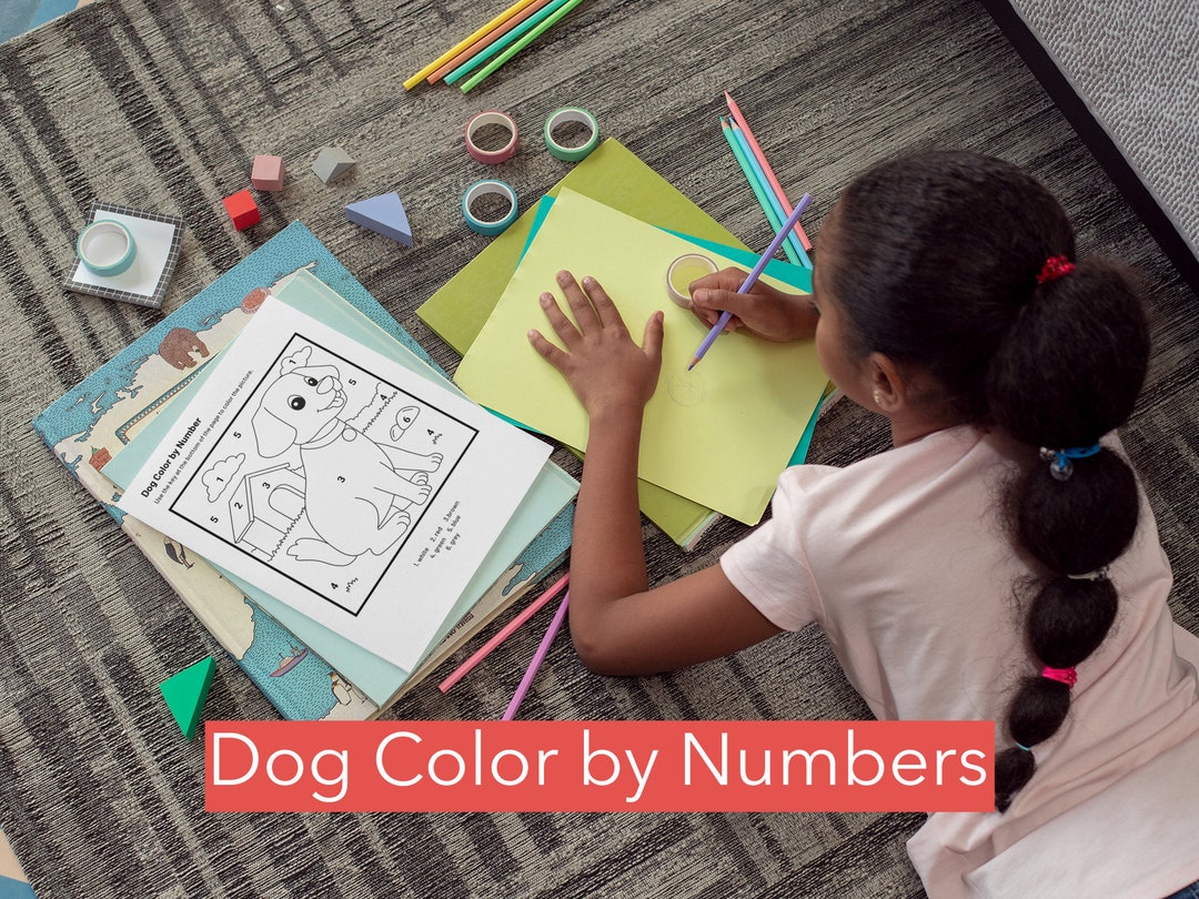 Dog Design Coloring by Numbers, Coloring Page, Coloring Book - Etsy