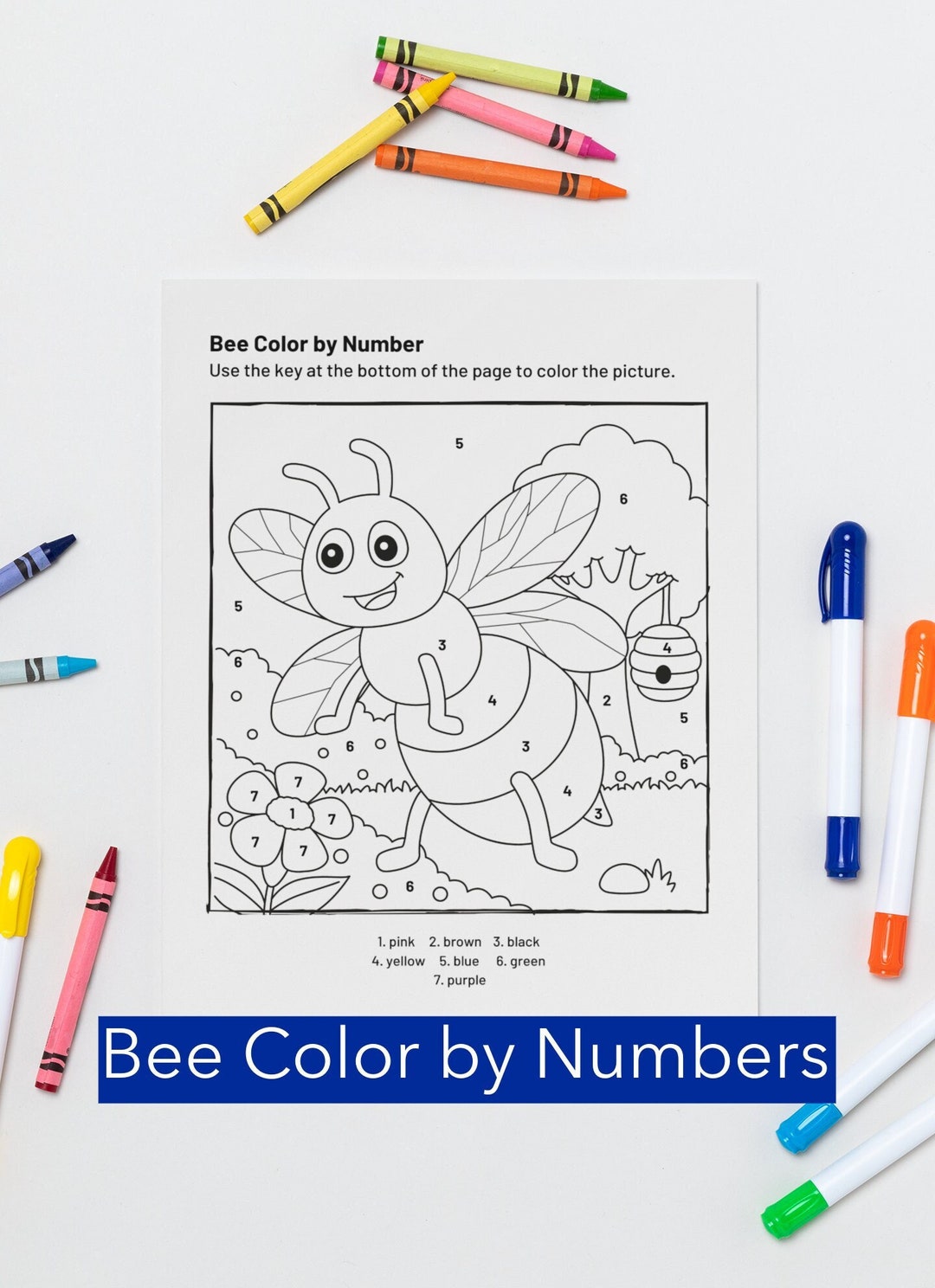 Bee Design Coloring by Numbers, Coloring Page, Coloring Book - Etsy