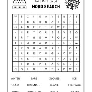 Winter Word Search, Holiday Word Search, Christmas Word Search ...