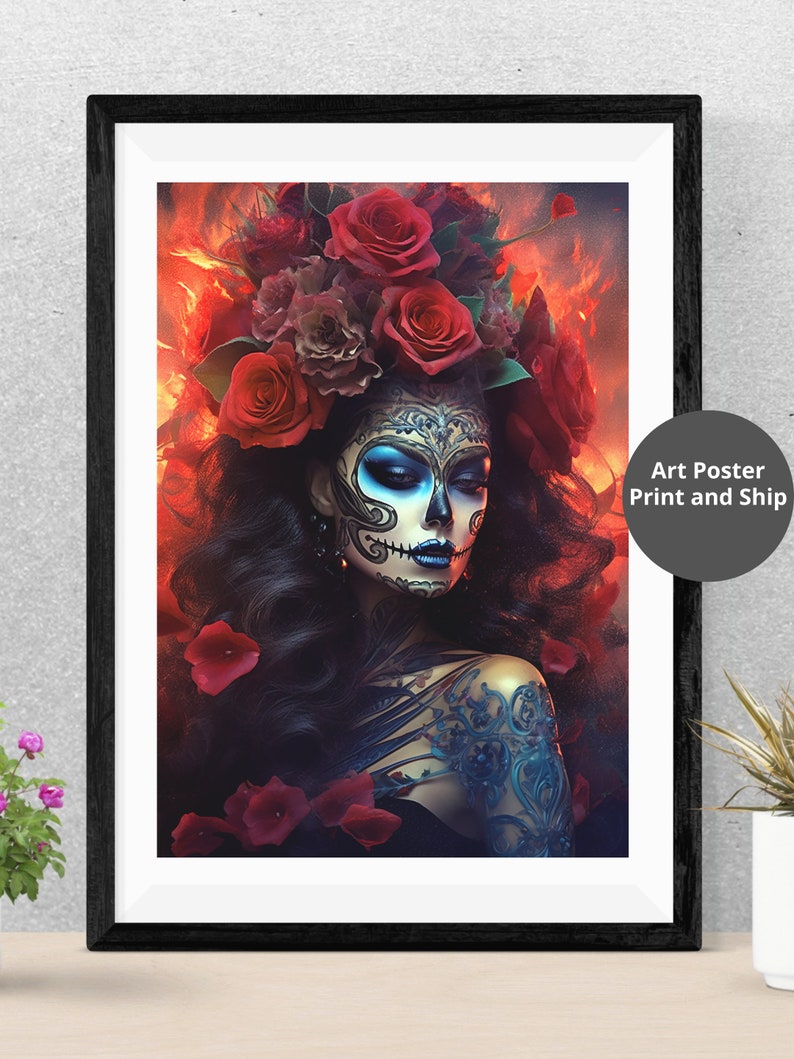 Fire and Roses 1 Gothic Wall Art, Gothic Girl, Gothic Pin up Poster ...