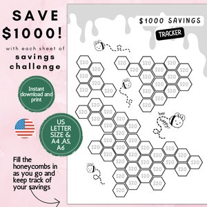 1p Saving Challenge, UK Saving Challenge Printable A3, A4, A5, A6 ...