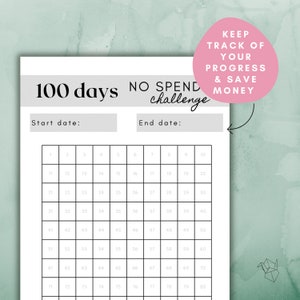 No Spend Challenge, No Spend Tracker, 100 Days Challenge, Savings ...