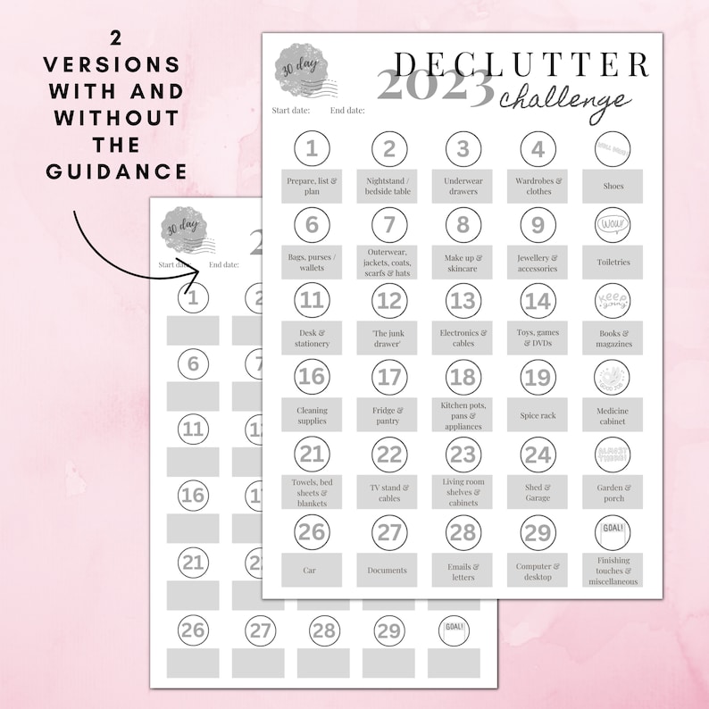 Declutter Checklist, Declutter Challenge, Printable Checklist, Cleaning ...
