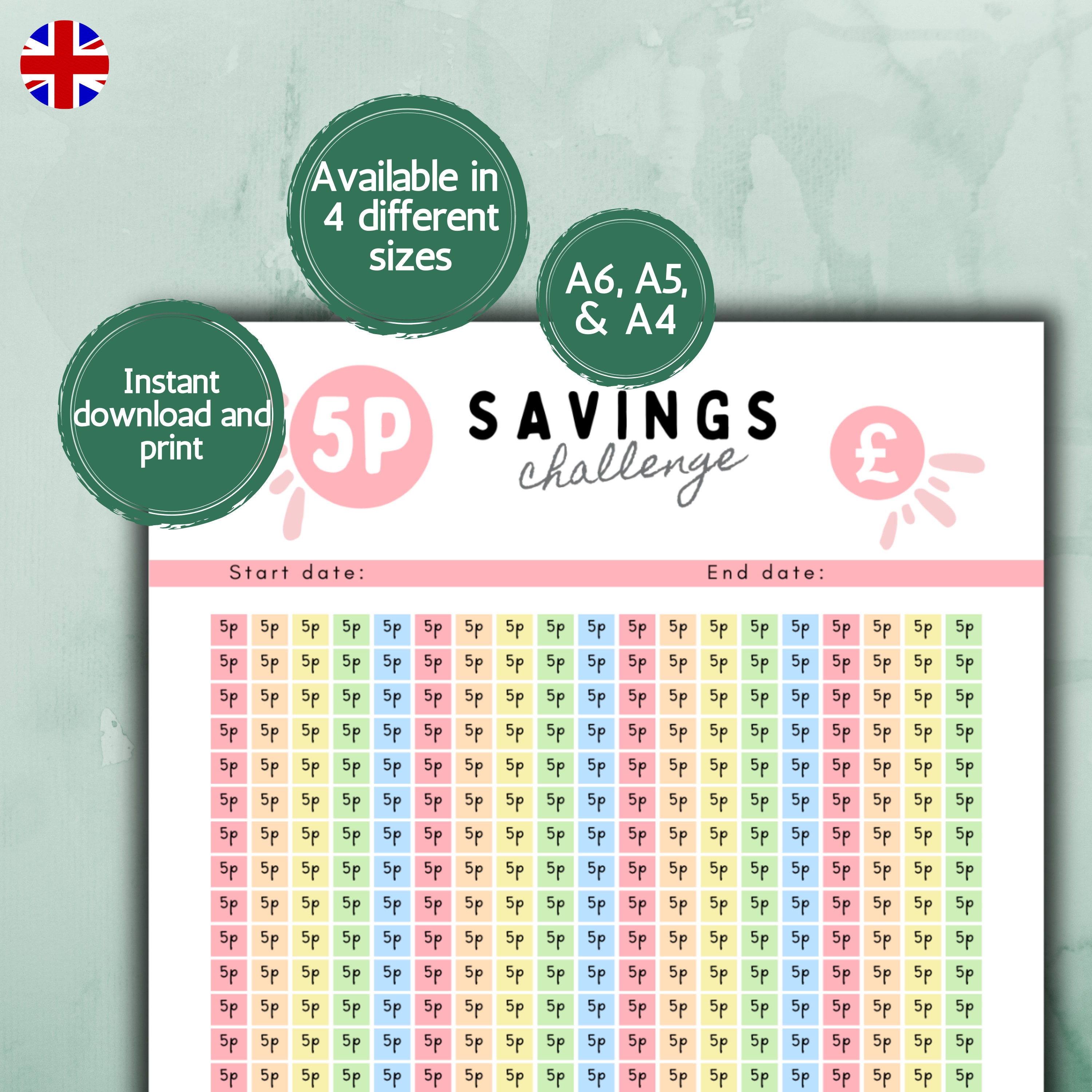 UK Savings Tracker Bundle, UK Savings Challenge Bundle, UK Saving Funds ...
