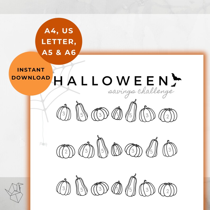 Halloween Savings Challenge Printable, Fall Savings Challenge, Money ...