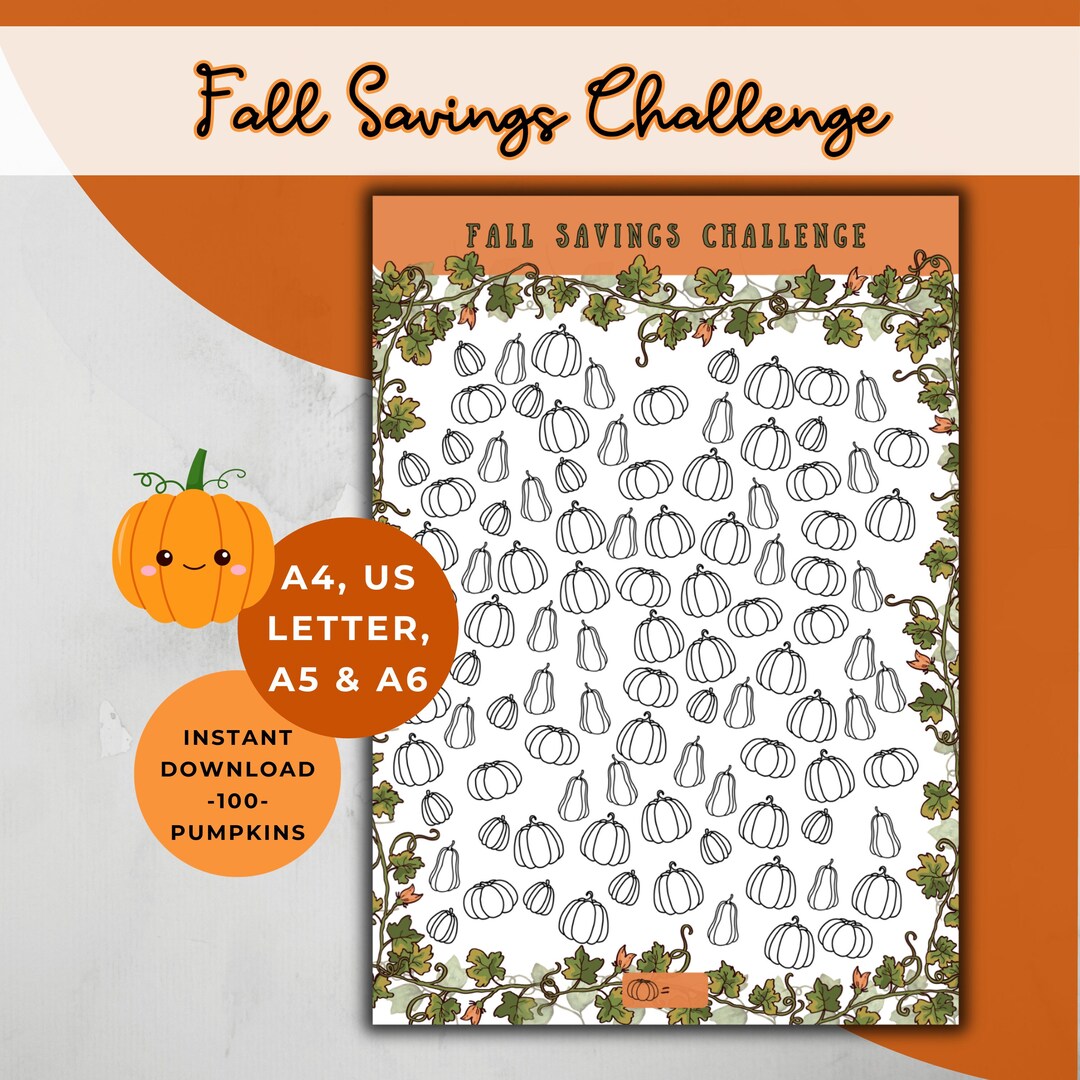Fall Savings Challenge Printable, Autumn Savings Challenge, Money ...