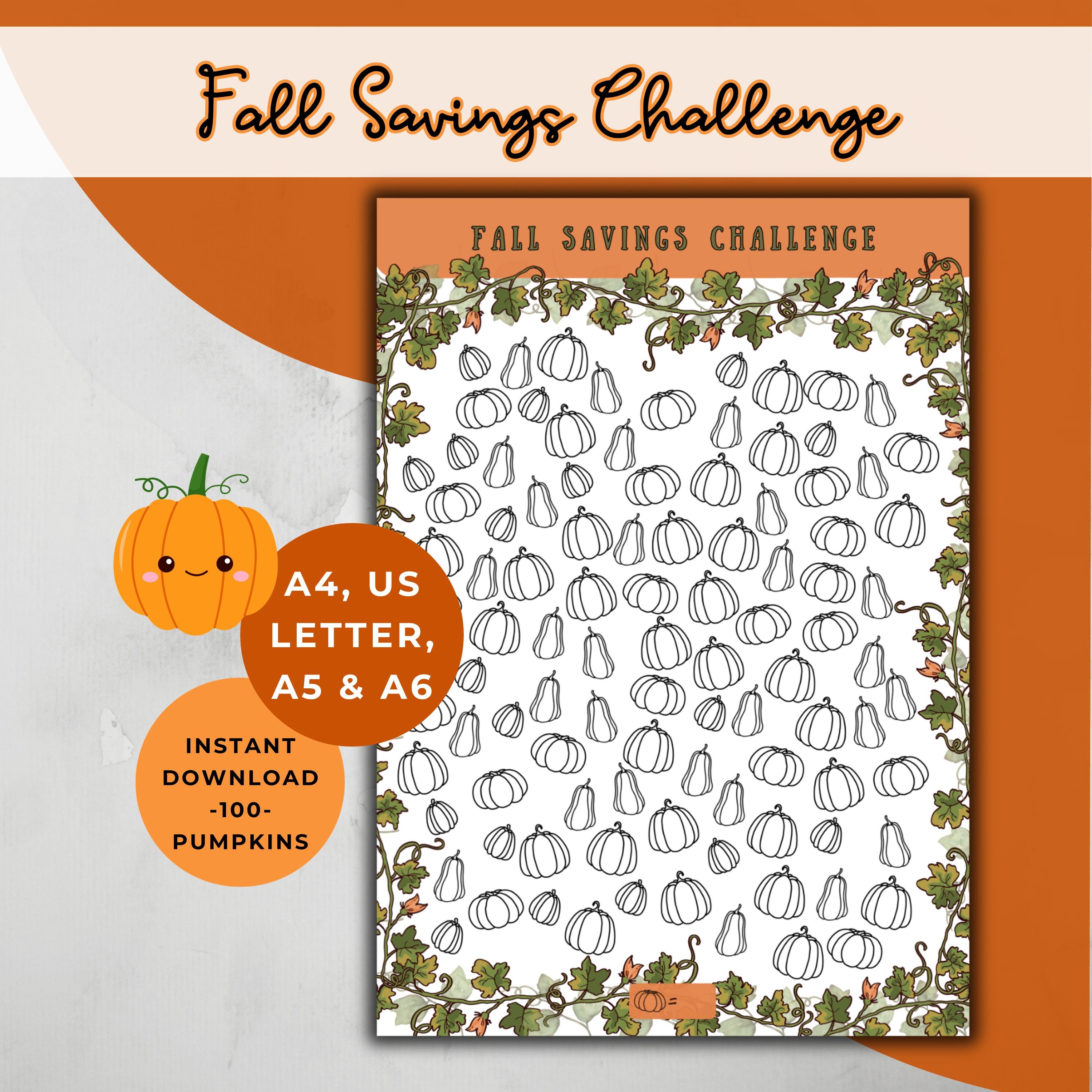 Fall Savings Challenge Printable, Autumn Savings Challenge, Money ...