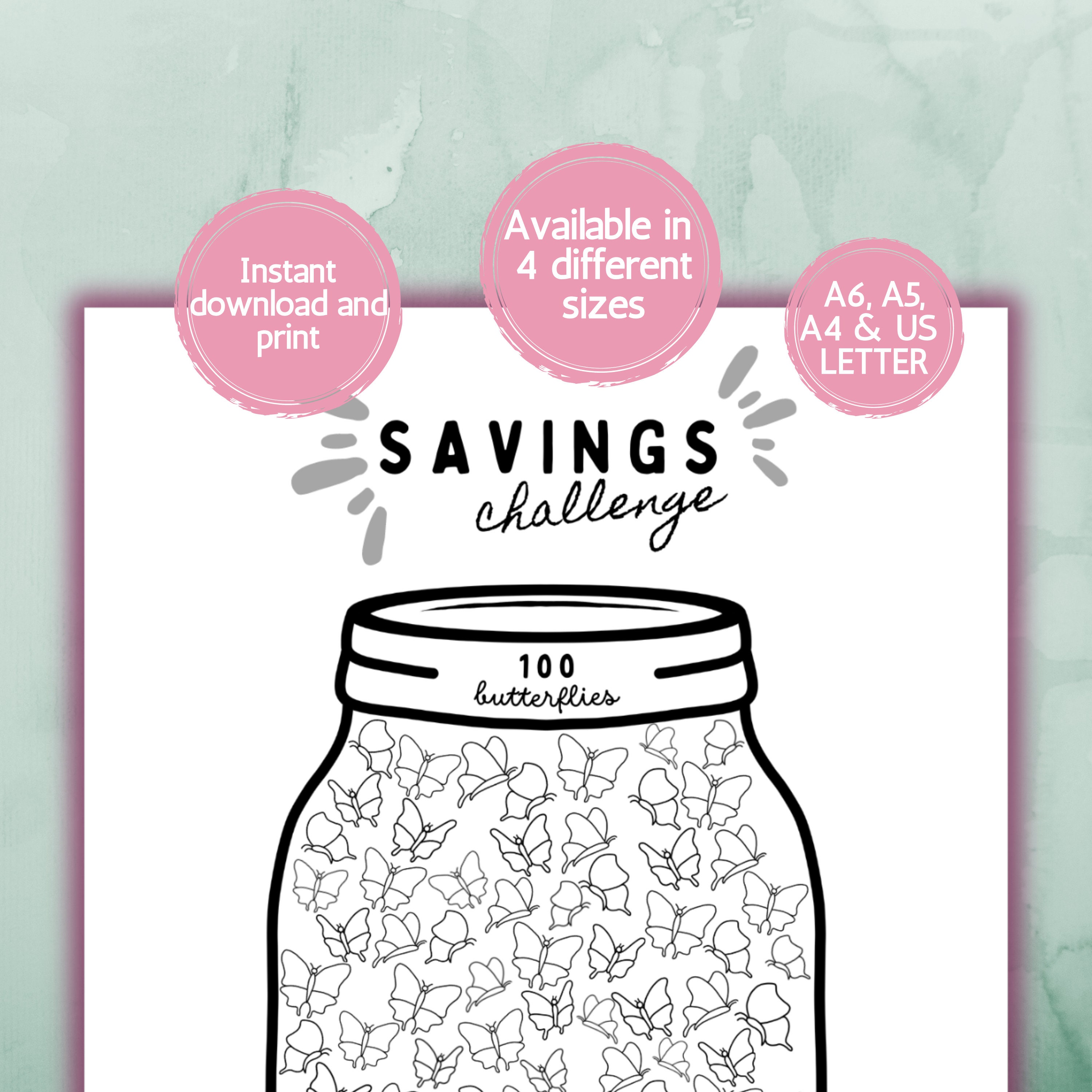 Money Saving Challenge Printable, Savings Jar Tracker, Money Jar ...