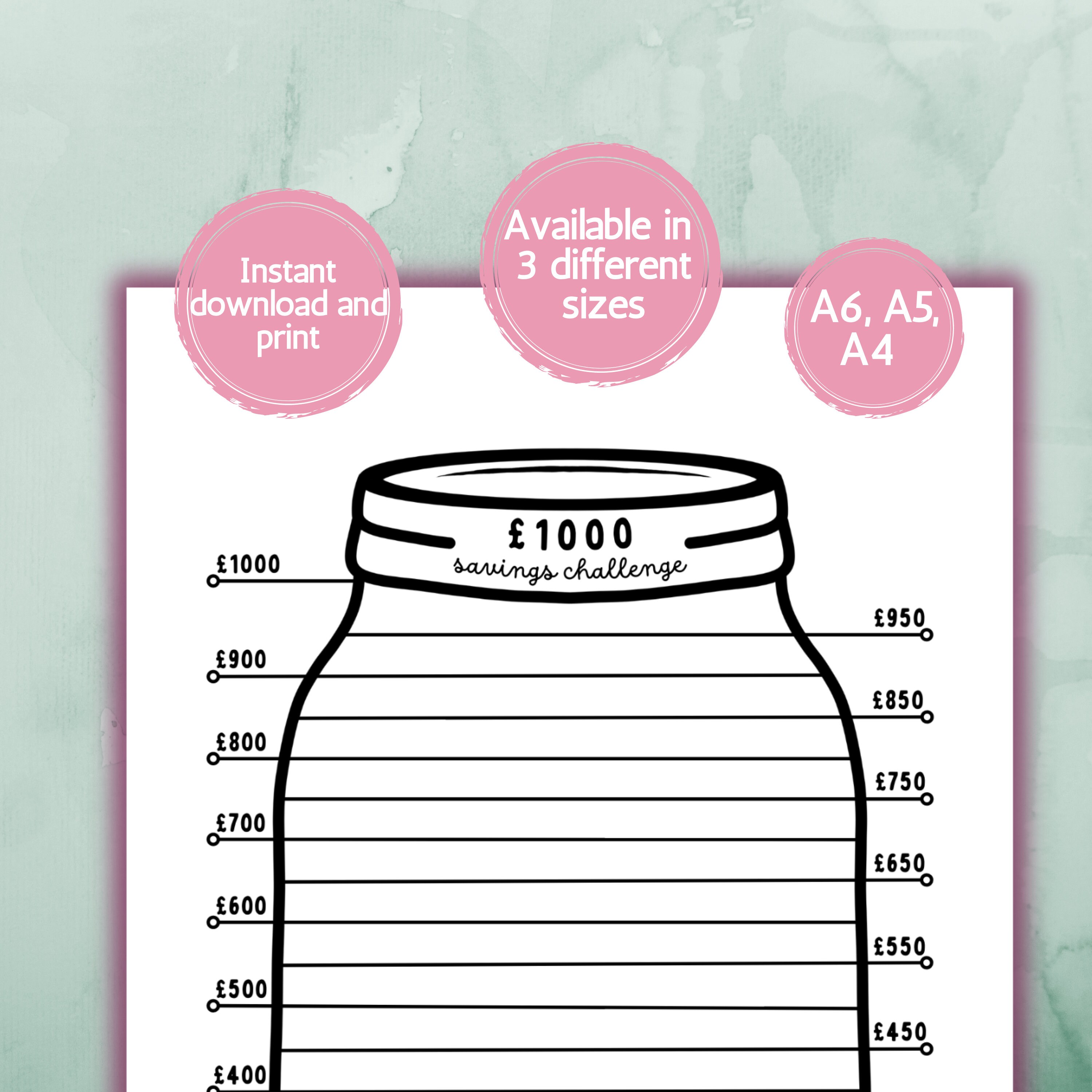 Money Saving Challenge UK Printable, Savings Jar Tracker, Money Jar ...