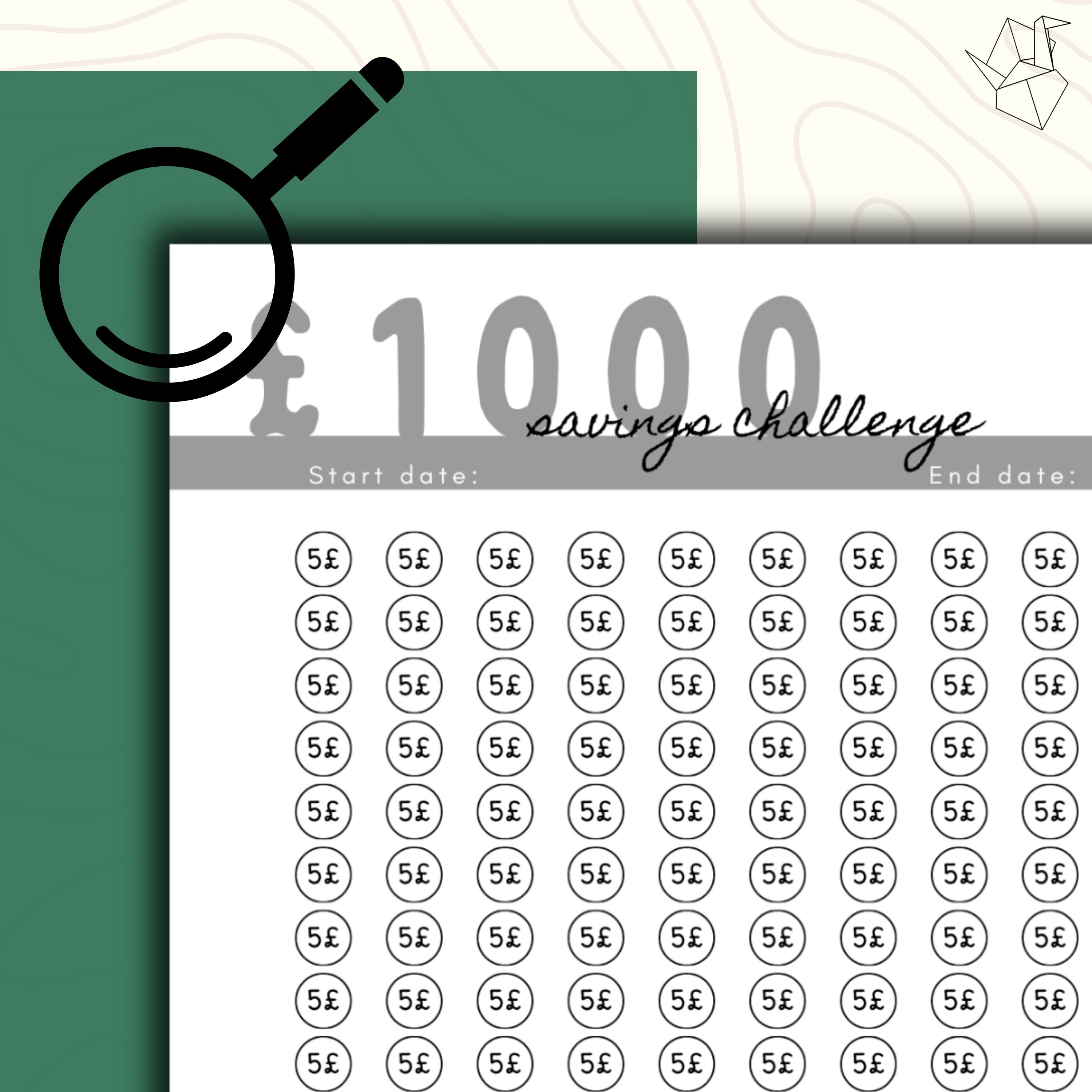 1k Saving Challenge Printable, UK Saving Challenge Printable, Budget ...