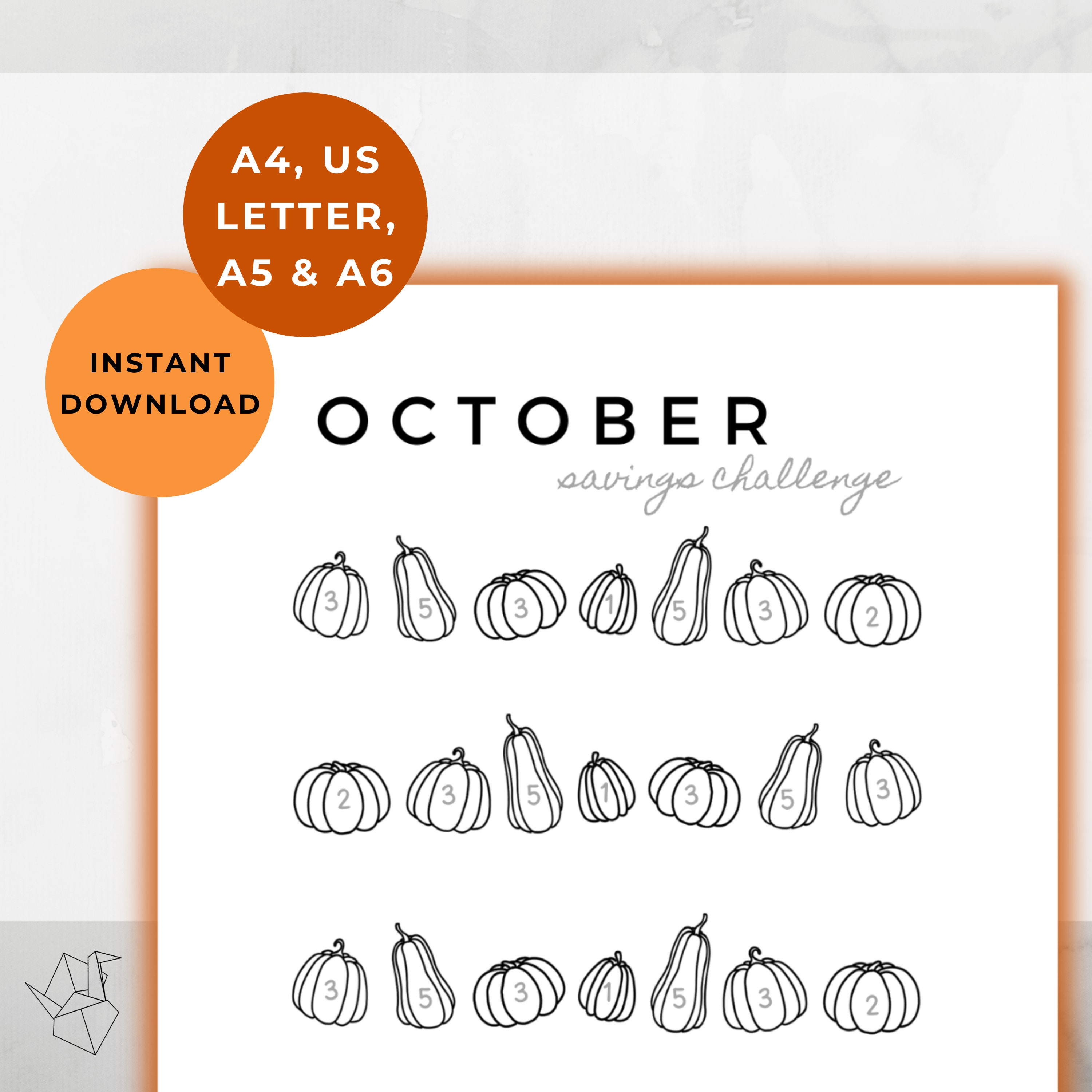 October Savings Challenge Printable, Fall Savings Challange, Money ...