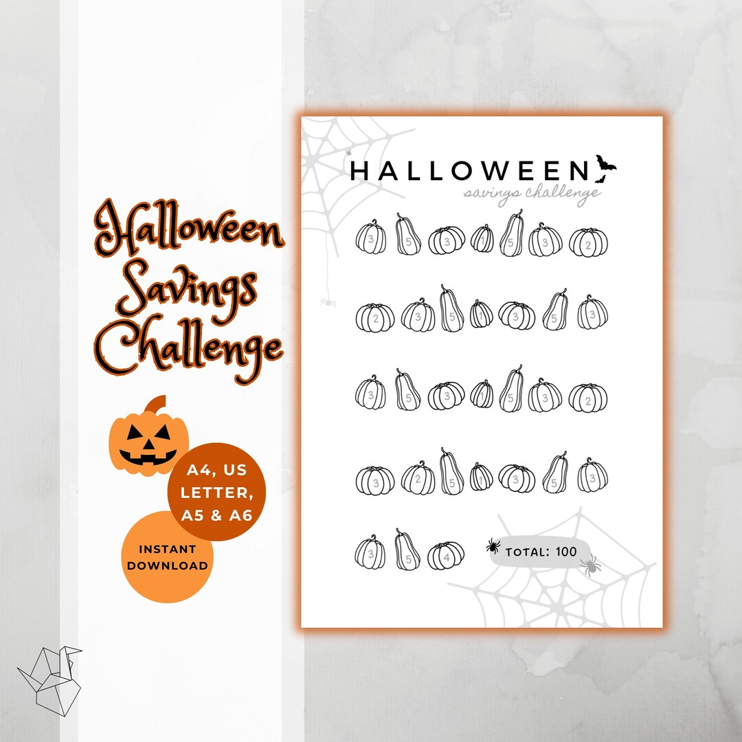 Halloween Savings Challenge Printable, Fall Savings Challenge, Money ...