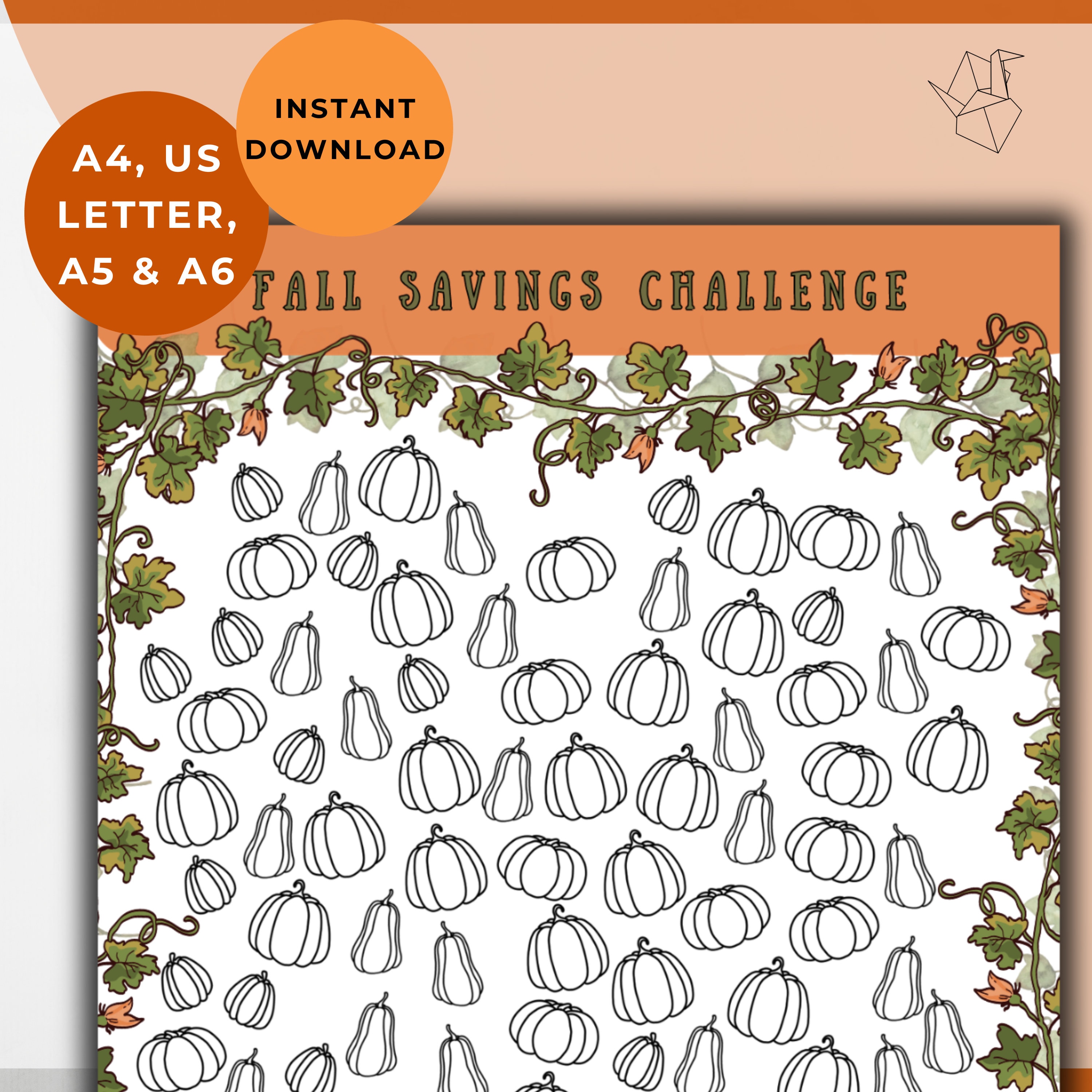 Fall Savings Challenge Printable, Autumn Savings Challenge, Money ...