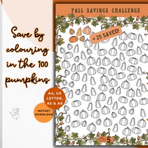 Fall Savings Challenge Printable, Autumn Savings Challenge, Money ...