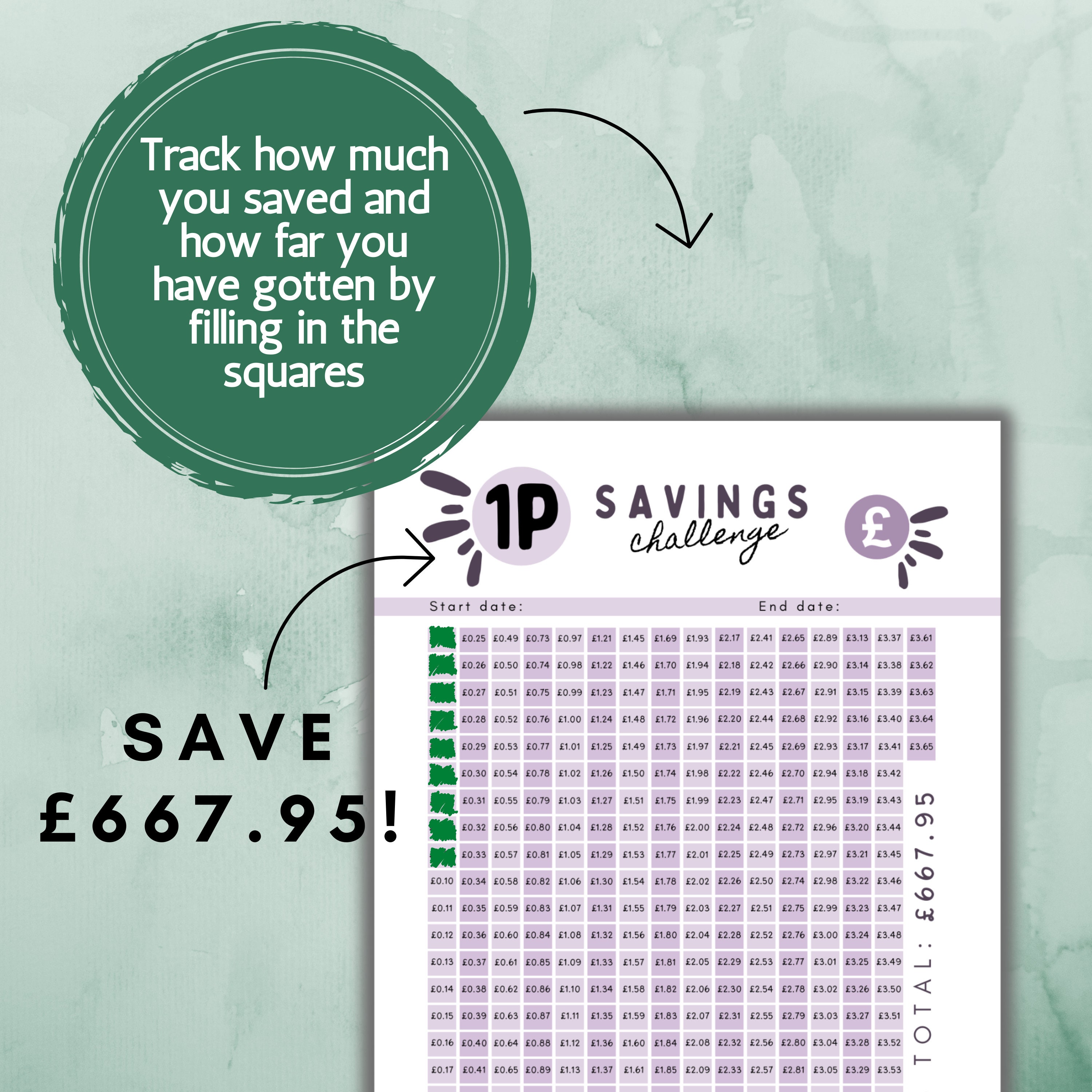 1p Saving Challenge, UK Saving Challenge Printable A3, A4, A5, A6 ... 1p Saving Challenge, UK Saving Challenge Printable A3, A4, A5, A6 ...
