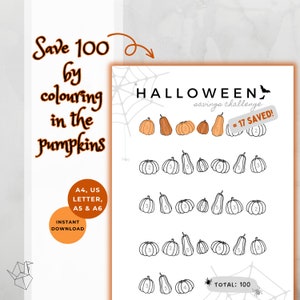 Halloween Savings Challenge Printable, Fall Savings Challenge, Money ...