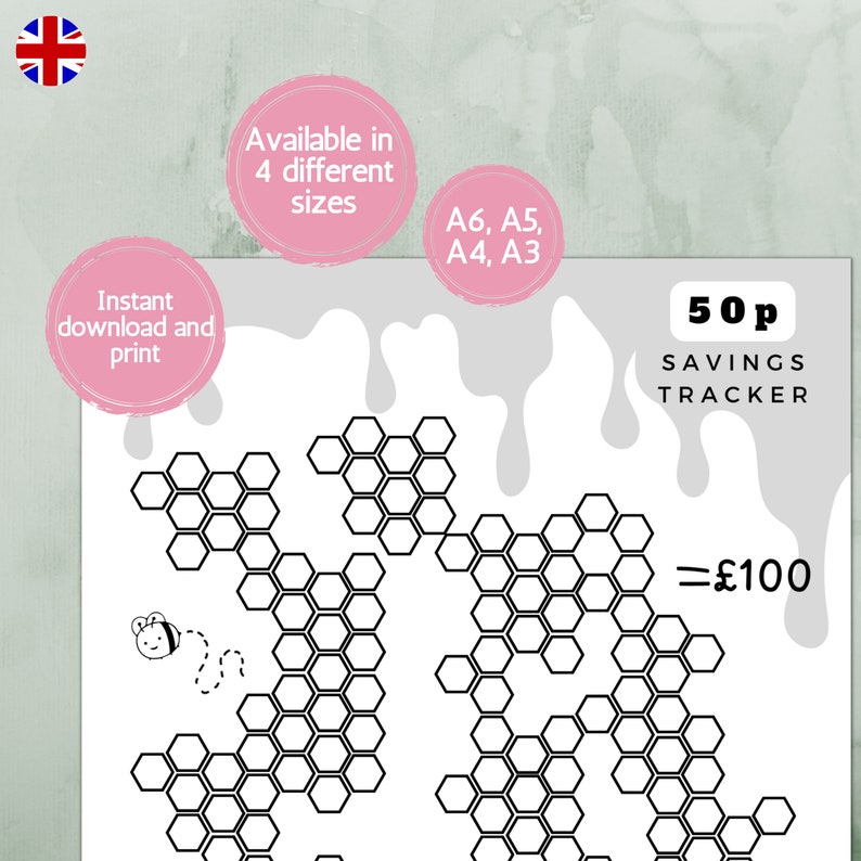 50p Savings Tracker, 50p Savings Challenge, UK Saving Challenge ...