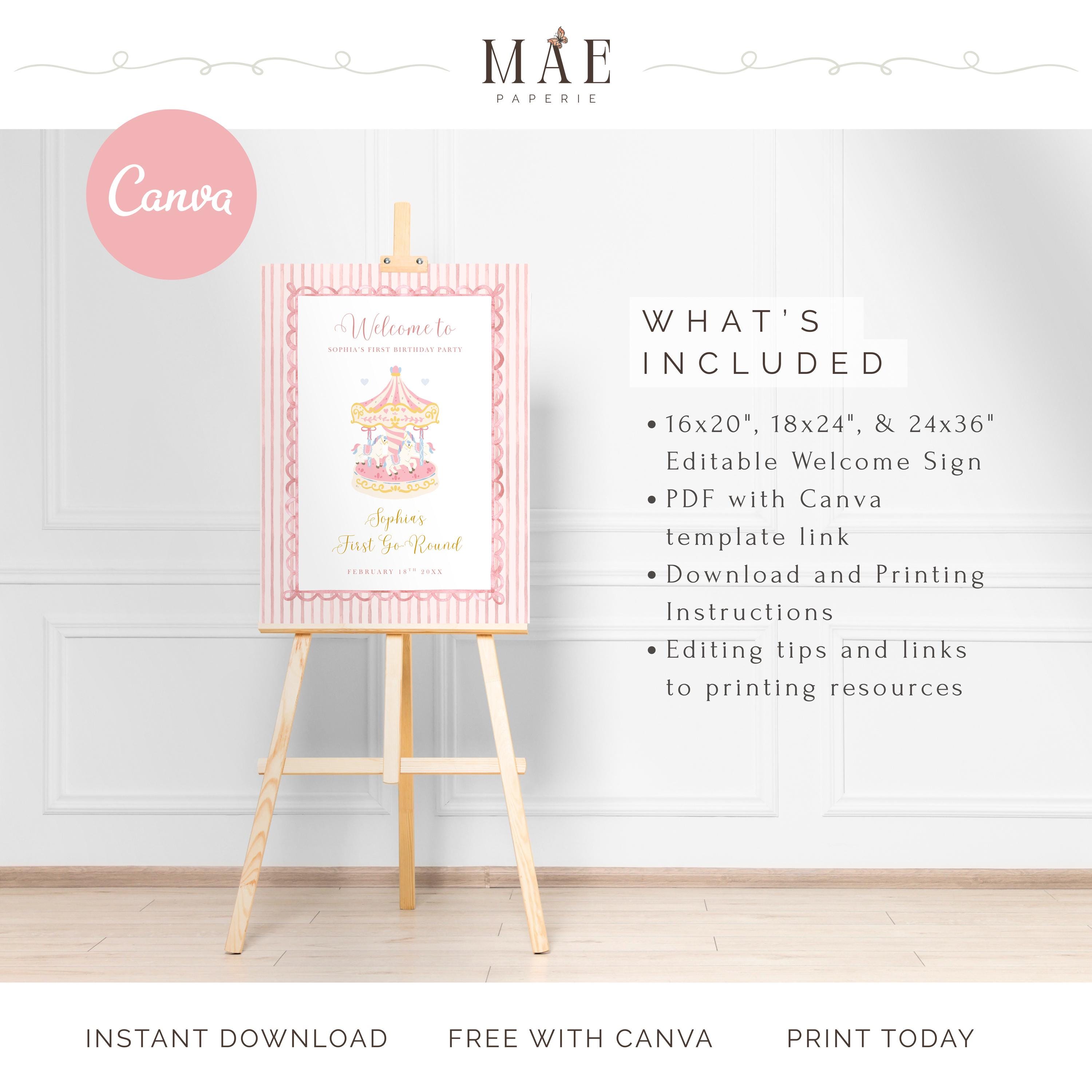 First Go-round Welcome Sign | Editable Canva Template | French Carousel ...